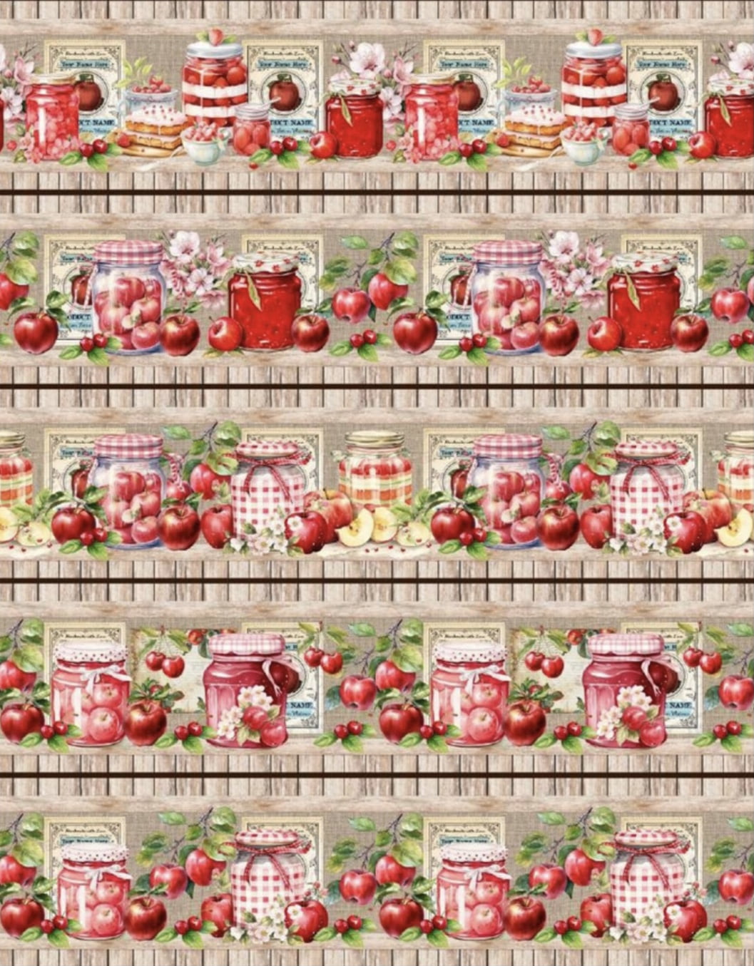 Tricoline estampa digital barrado compota de maçã - CORTES 0,55m x 1 ...